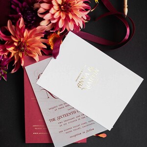 Luxury Red Velvet Pocket Wedding Invitations With Ribbon Romantic ...