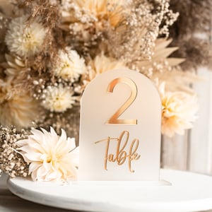 Acrylic Arch Table Numbers, Clear Acrylic and Gold Sign, Gold Plexi ...