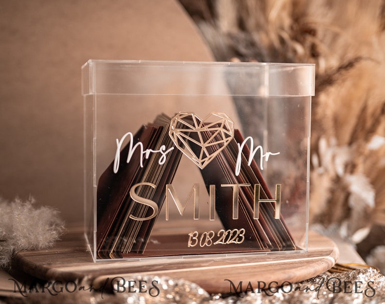 Personalized Wedding Card Box Acrylic Gold Gift Card Box - Etsy