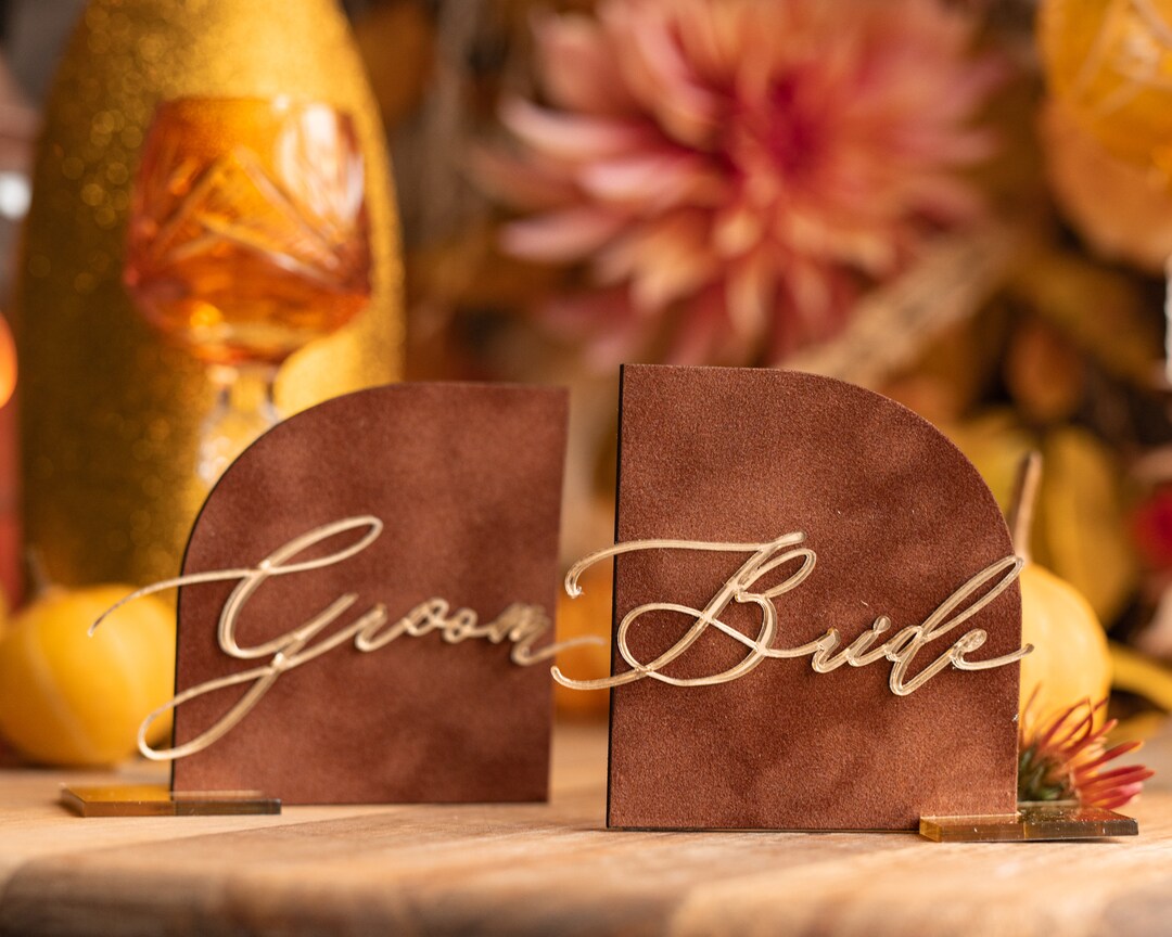 Terracotta Fall Wedding Place Cards, Modern Half Arch Velvet Place Card ...