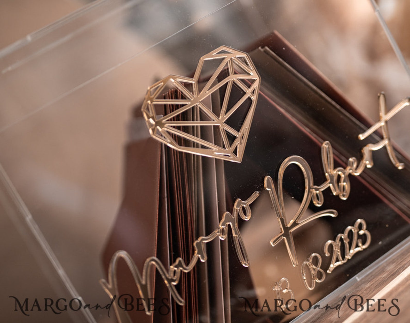 Personalized Wedding Card Box Acrylic Gold Gift Card Box - Etsy