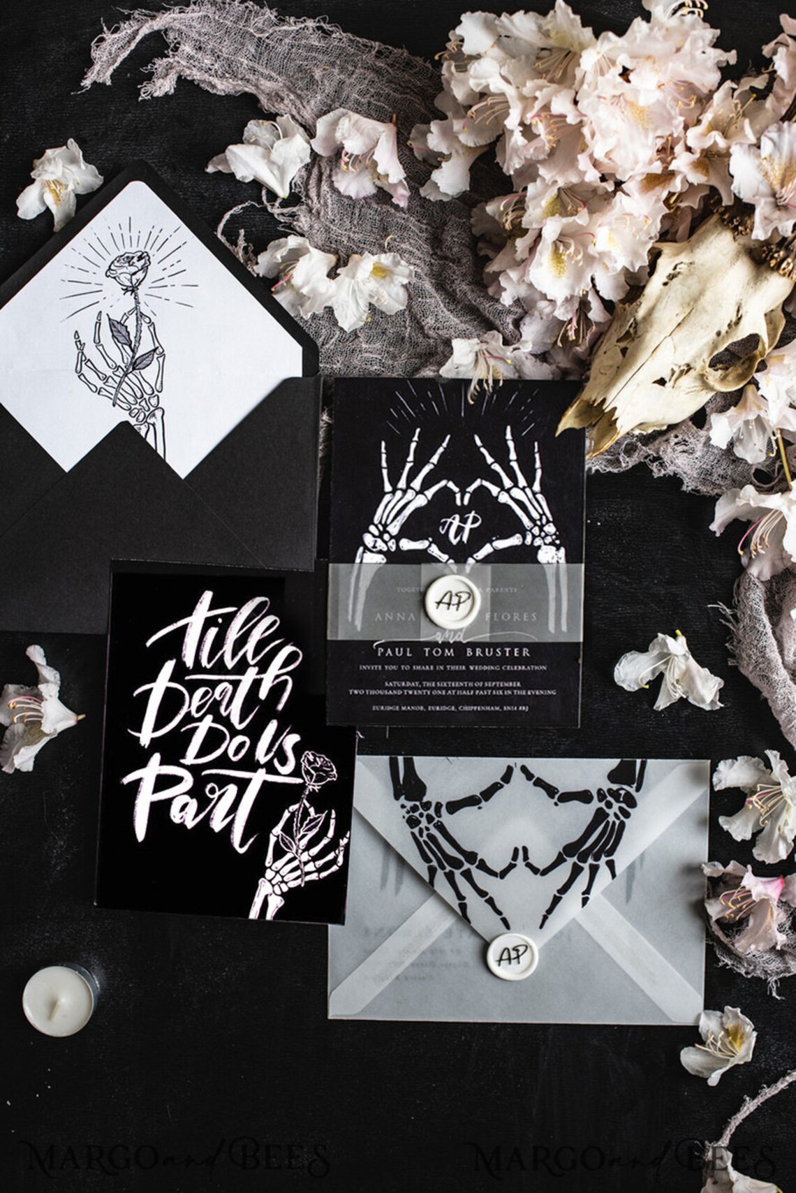 Halloween Wedding Invitations Suite, Black Invitations, Spooky ...