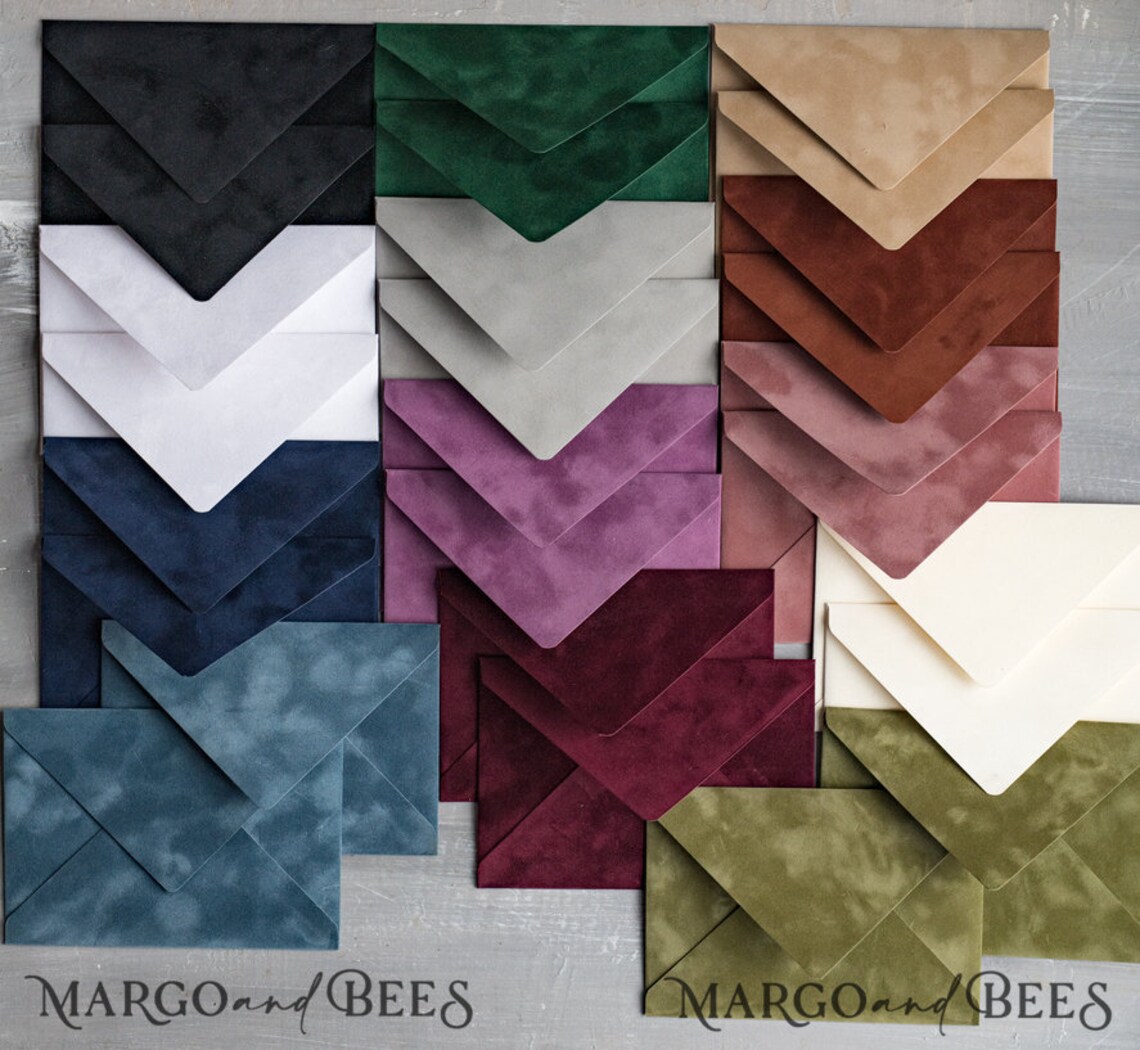 Custom Colors Velvet Envelopes for Invitations C6 Handmade | Etsy