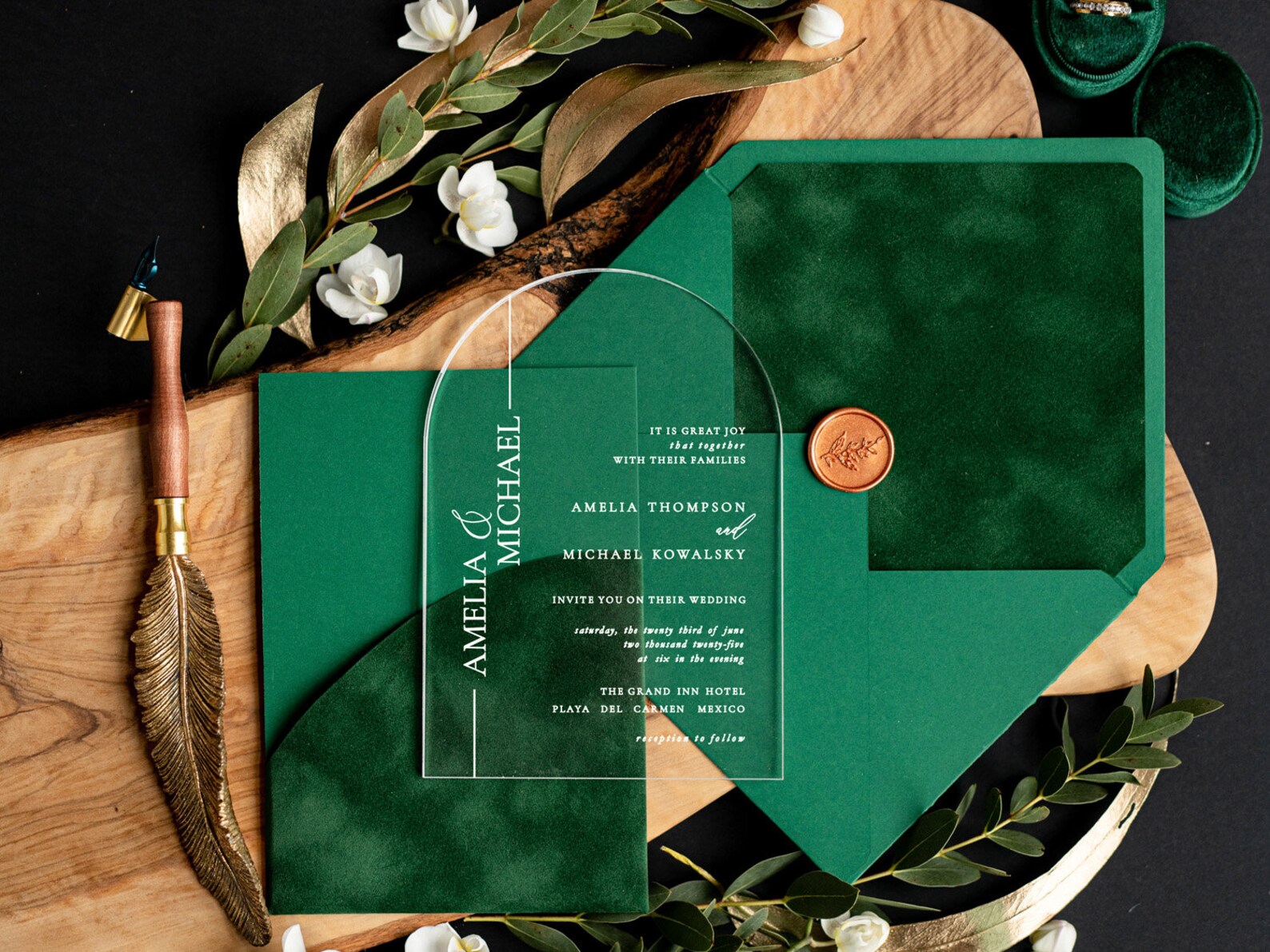 Arch Acrylic Greece Wedding Invitations Luxury Olive Wedding - Etsy