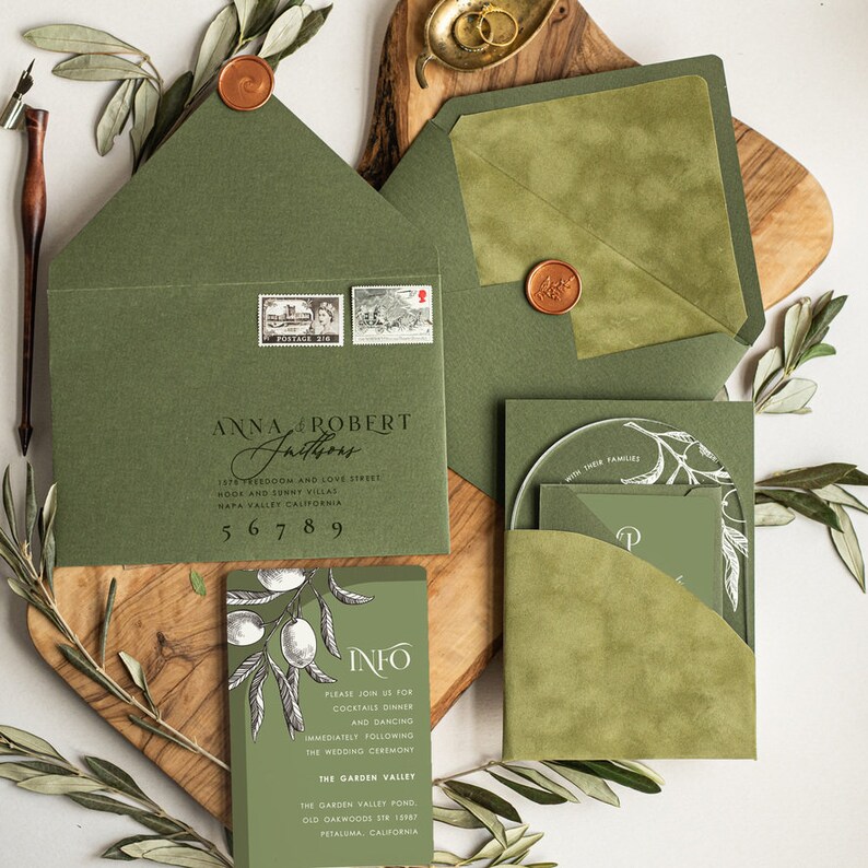 Arch Acrylic Greece Wedding Invitations Luxury Olive Wedding - Etsy UK