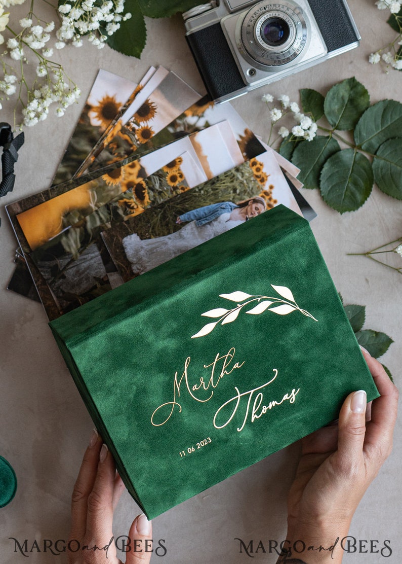 Emerald Green Velvet Photo Box Photographer Box Wedding Memory Box ...