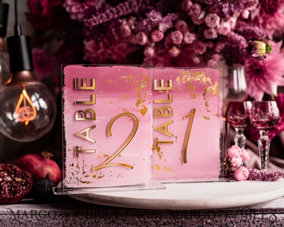 Pale Pink Ombre Mauve Acrylic Table Numbers Dusty Rose - Etsy