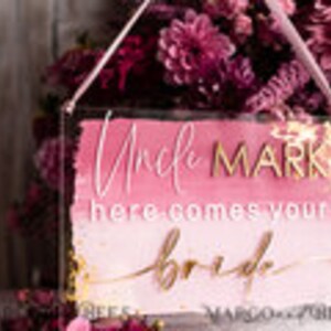 Mauve Acrylic Page Boy Sign, Dusty Rose Clear Flower Girl Sign, Plum ...