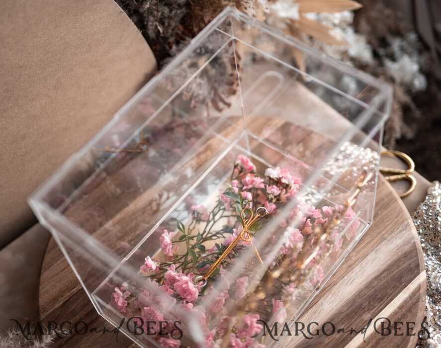 Clear Modern Card Box With Shelf for Flowers, Personalized Acrylic ...