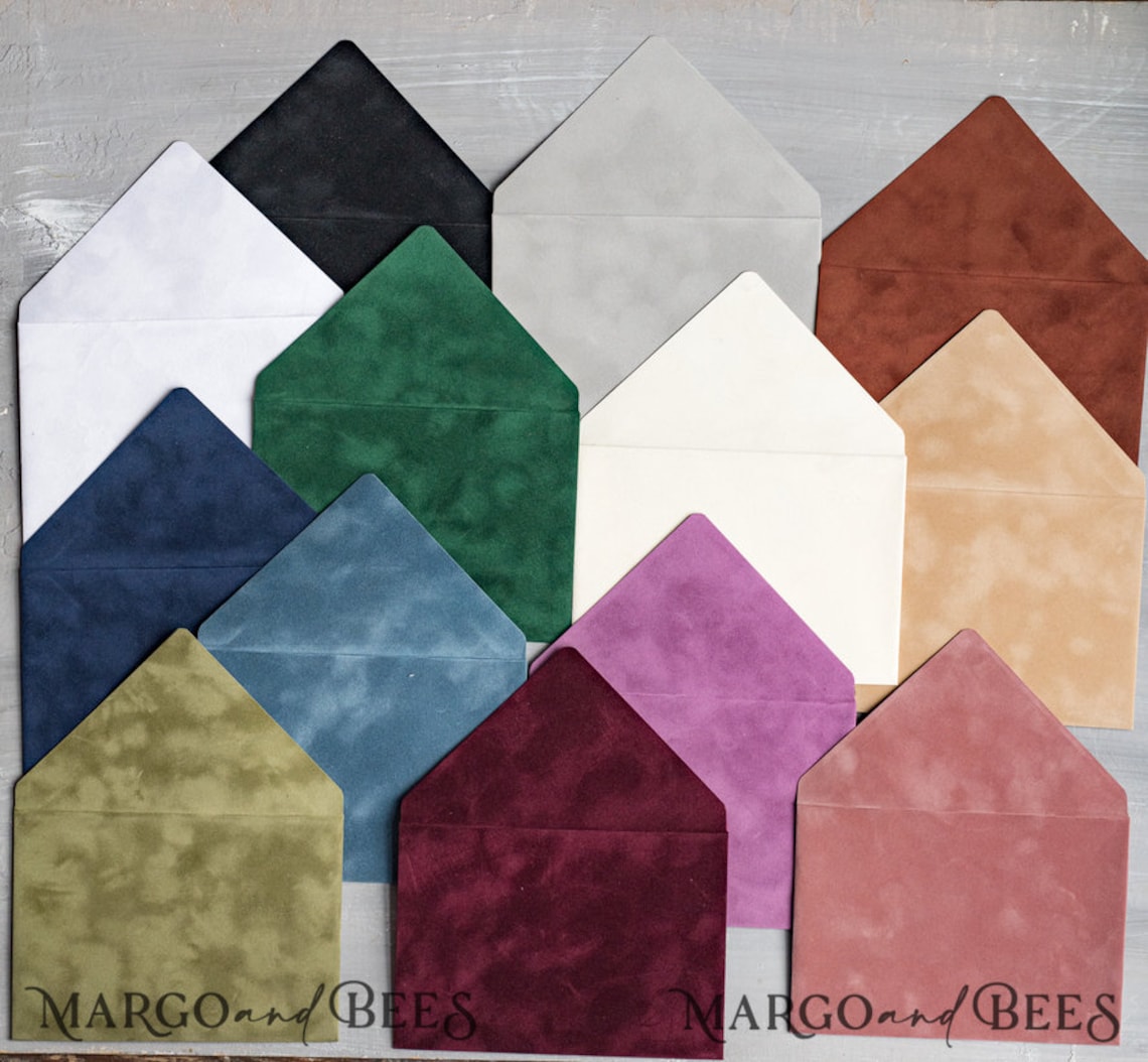 Custom Colors Velvet Envelopes for Invitations C6 Handmade | Etsy