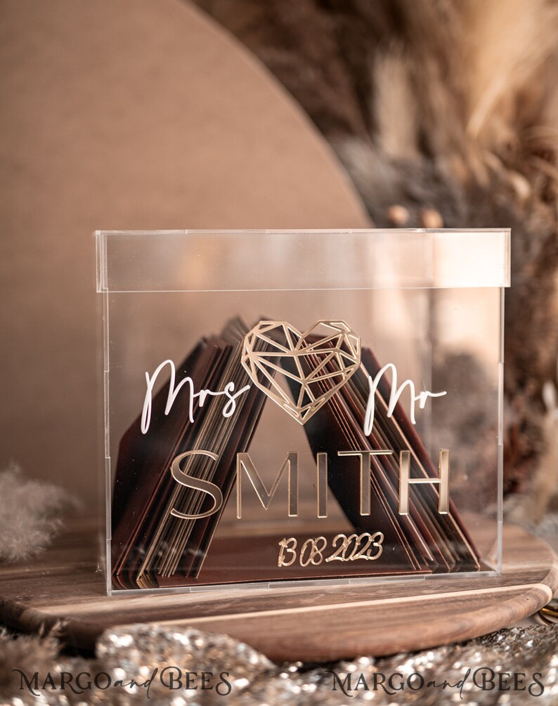 Personalized Wedding Card Box Acrylic Gold Gift Card Box - Etsy