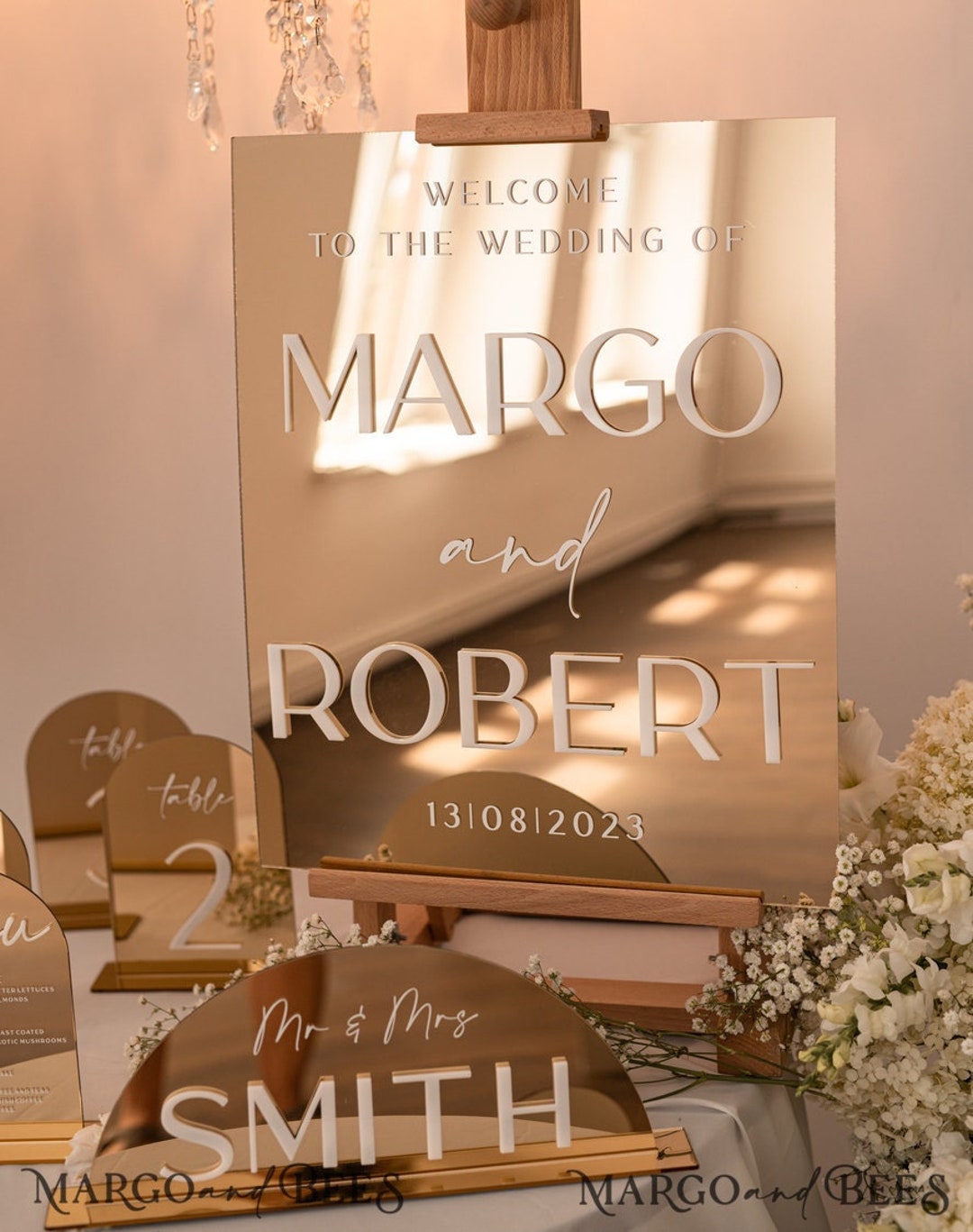 Clear & Gold Modern Wedding Welcome Sign 3d Transparent Welcome Signage ...