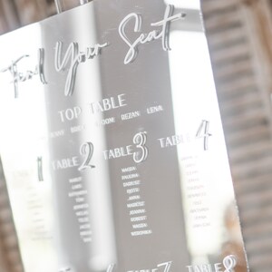 Silver Mirror Seating Chart Sign, 3d Elegant Find Your Seat - Seating ...