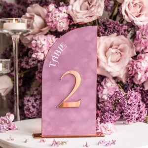 Mauve Velvet Table Number, Acrylic Arch or Half Arch Table Sign, Mauve ...