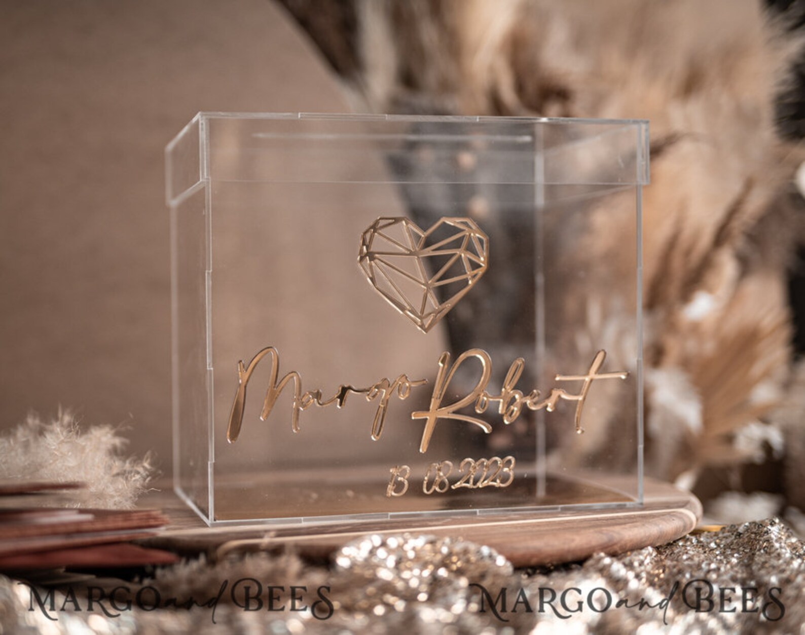 Personalized Wedding Card Box Acrylic Gold Gift Card Box - Etsy