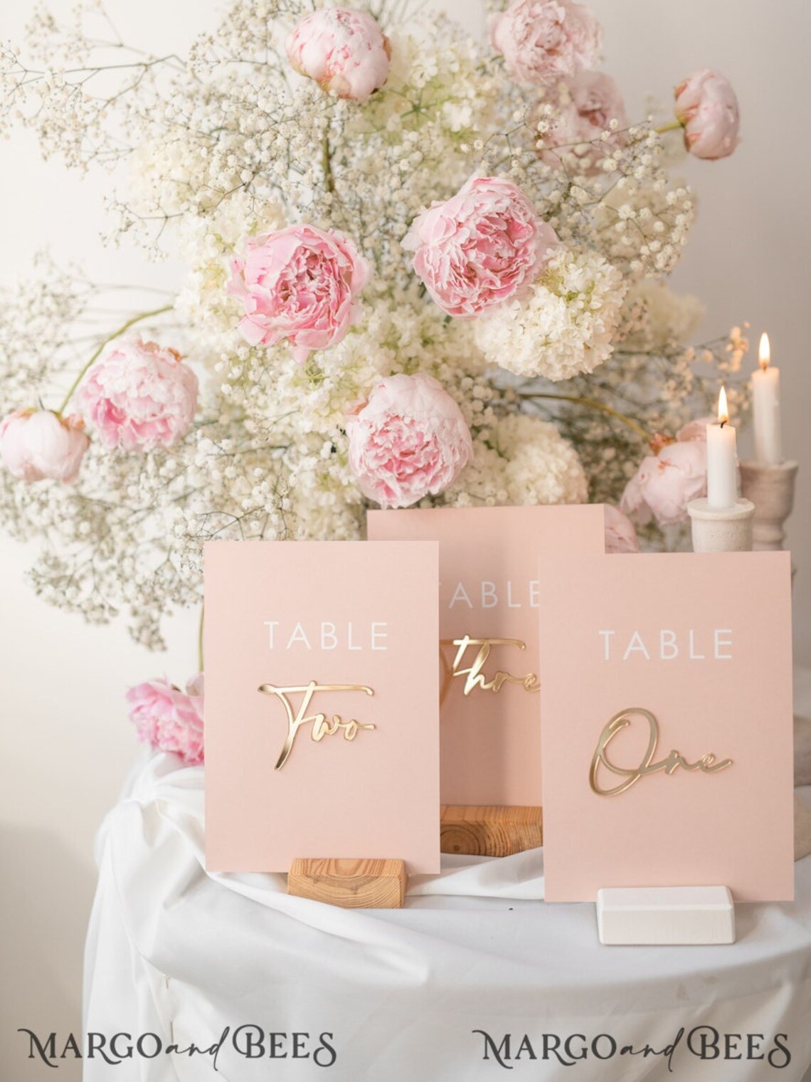 Golden Acrylic Table Numbers Blush Pink and Gold Table Sign - Etsy UK
