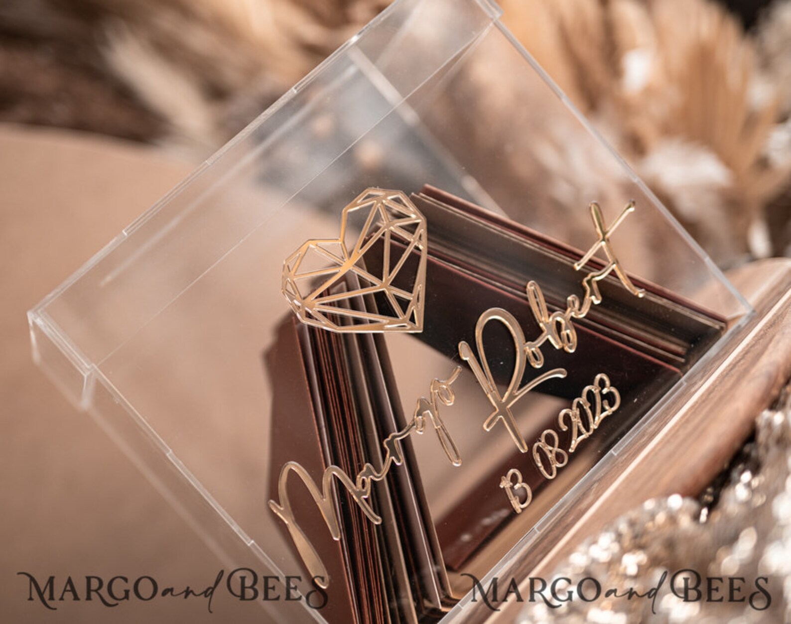 Personalized Wedding Card Box Acrylic Gold Gift Card Box - Etsy