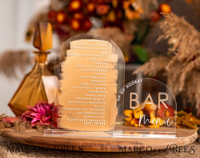 Modern Acrylic Gold Bar Menu Sign Arch Plexi Table Bar Menu - Etsy