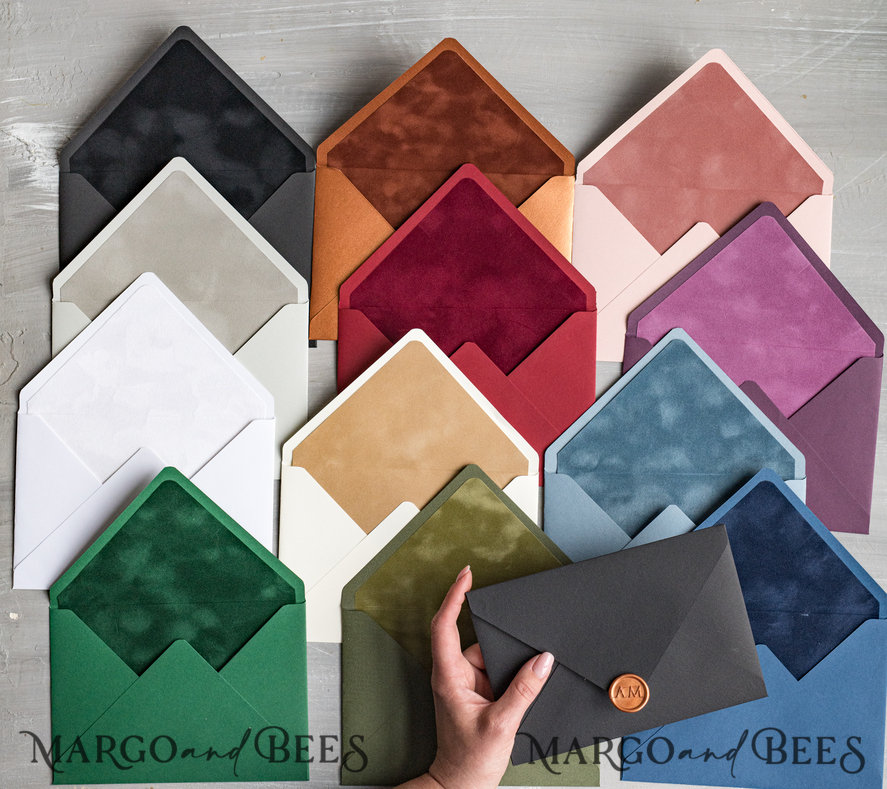 Custom Colors Handmade Envelopes With Velvet Liner, Elegant Envelopes ...