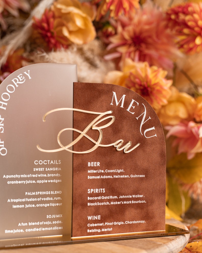 Acrylic Arch Bar Menu Combo Frosted Plexi Glass Gold - Etsy