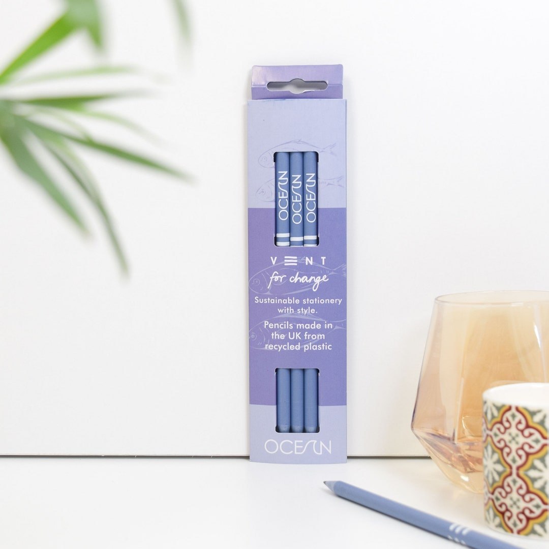 Pack of 3 Recycled Pencils - OCEAN Sea Blue - Etsy