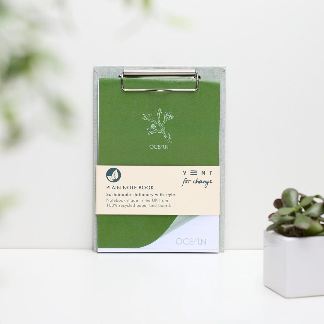A5 Clipboard & Notepad -recycled Ocean Plastic Waste - Algae Green - Etsy
