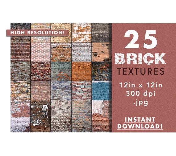 25 Pack Brick Texture Digital Images Printable Instant - Etsy