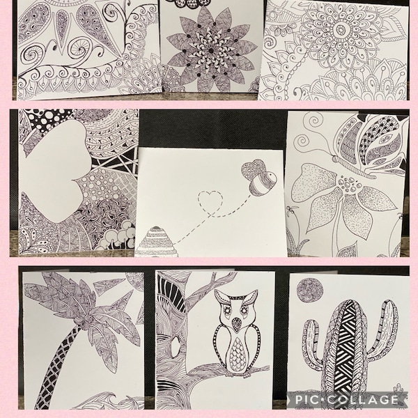 Zentangle Cards - Etsy
