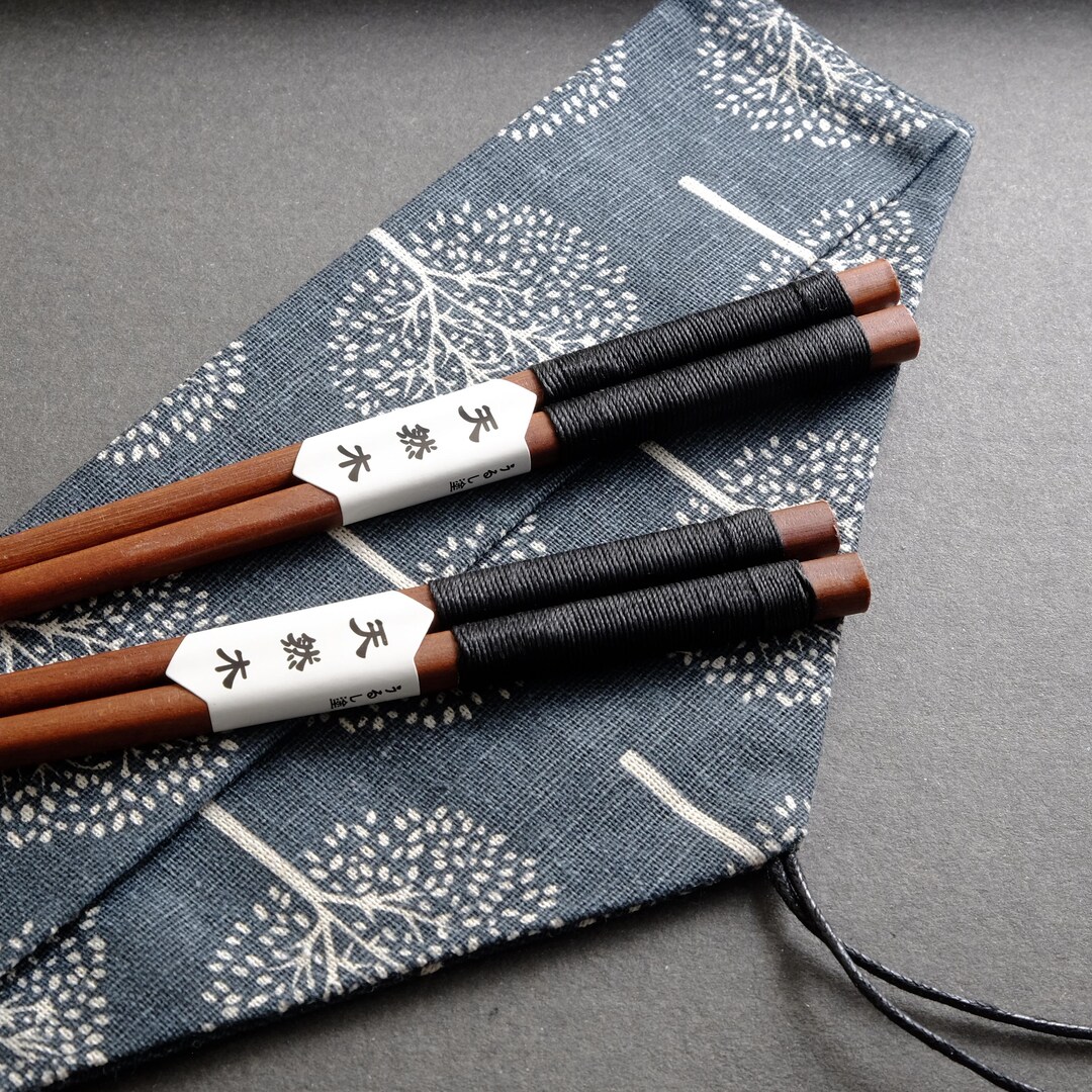 Rosewood Chopsticks With Black Wrapped Handle, Storage Bag, Cutlery Set ...
