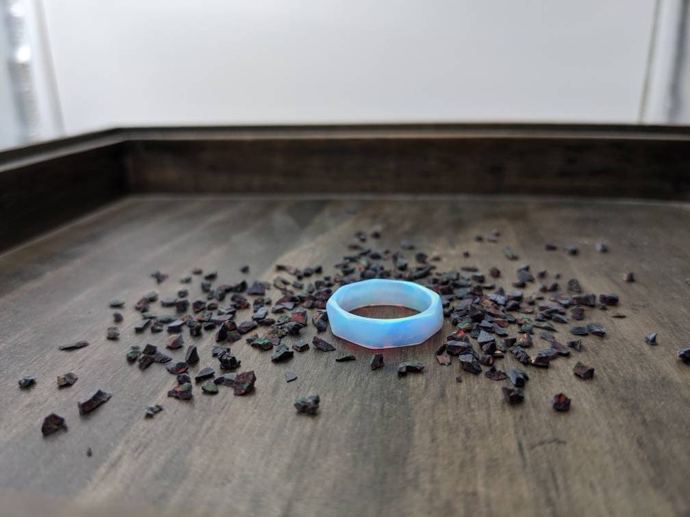 Opal Ring Facet Finish Blue Opal Band 5mm - Etsy