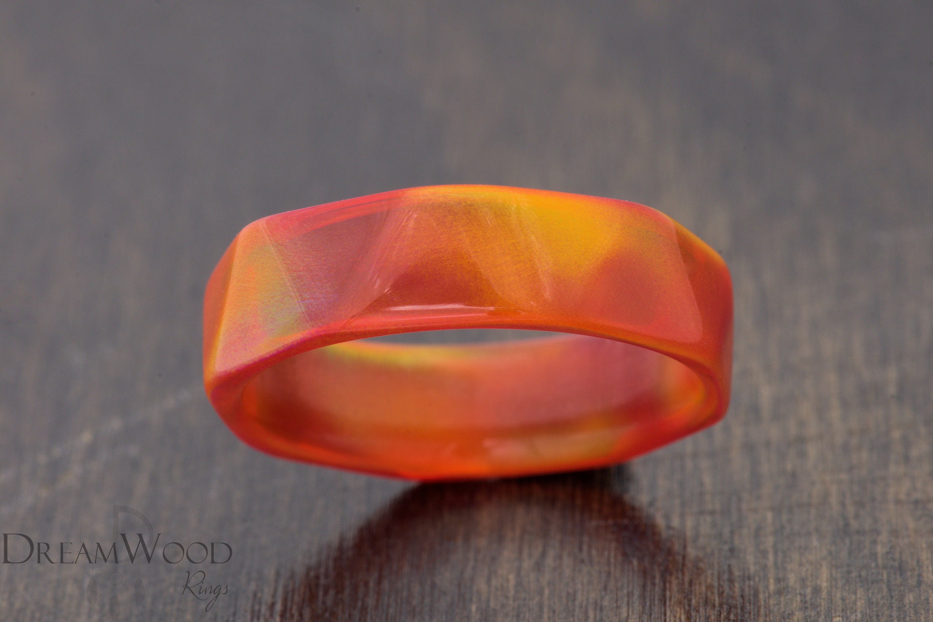 Solar Ember Ring, Red and Orange Hues, Faceted Opal Ring - Etsy