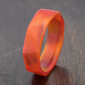 Solar Ember Ring, Red and Orange Hues, Faceted Opal Ring - Etsy