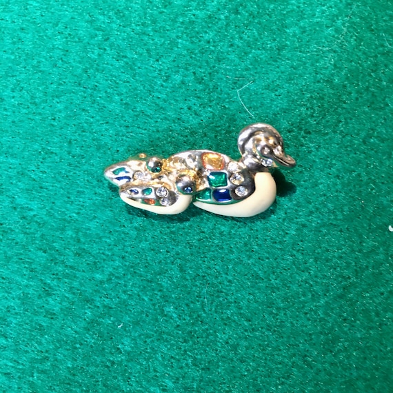 Pato broche vintage con polluelos esmaltados pedrería | Etsy