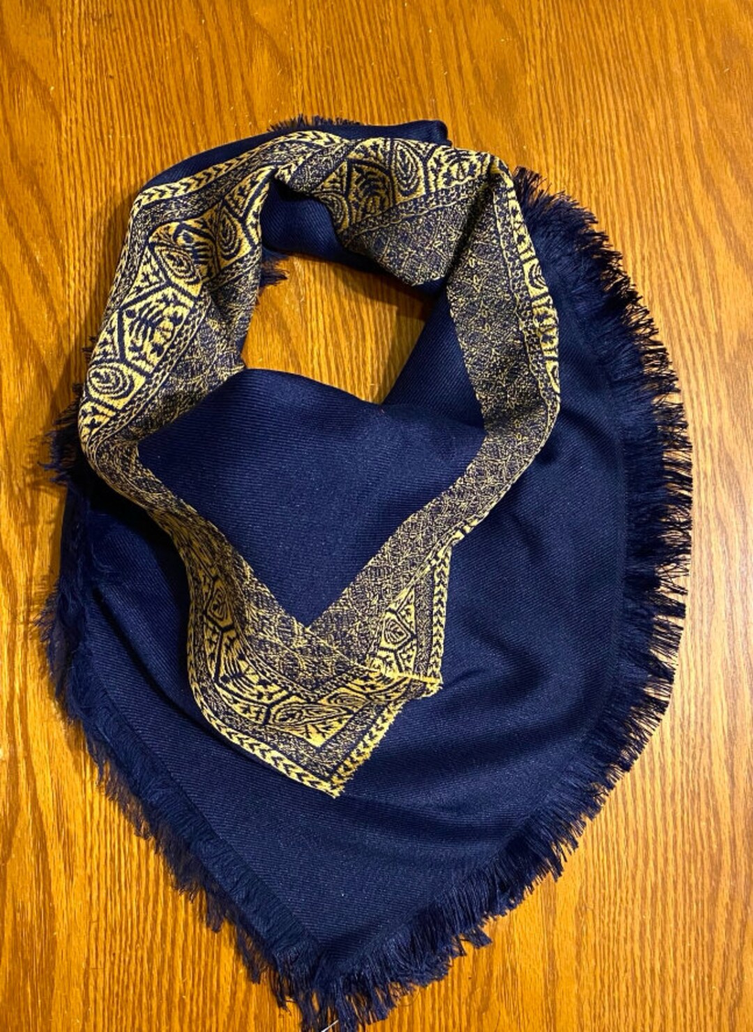 Unique Scarf, Blue Navy Gold Line Colours, Woven Desert Bandana Kofya ...