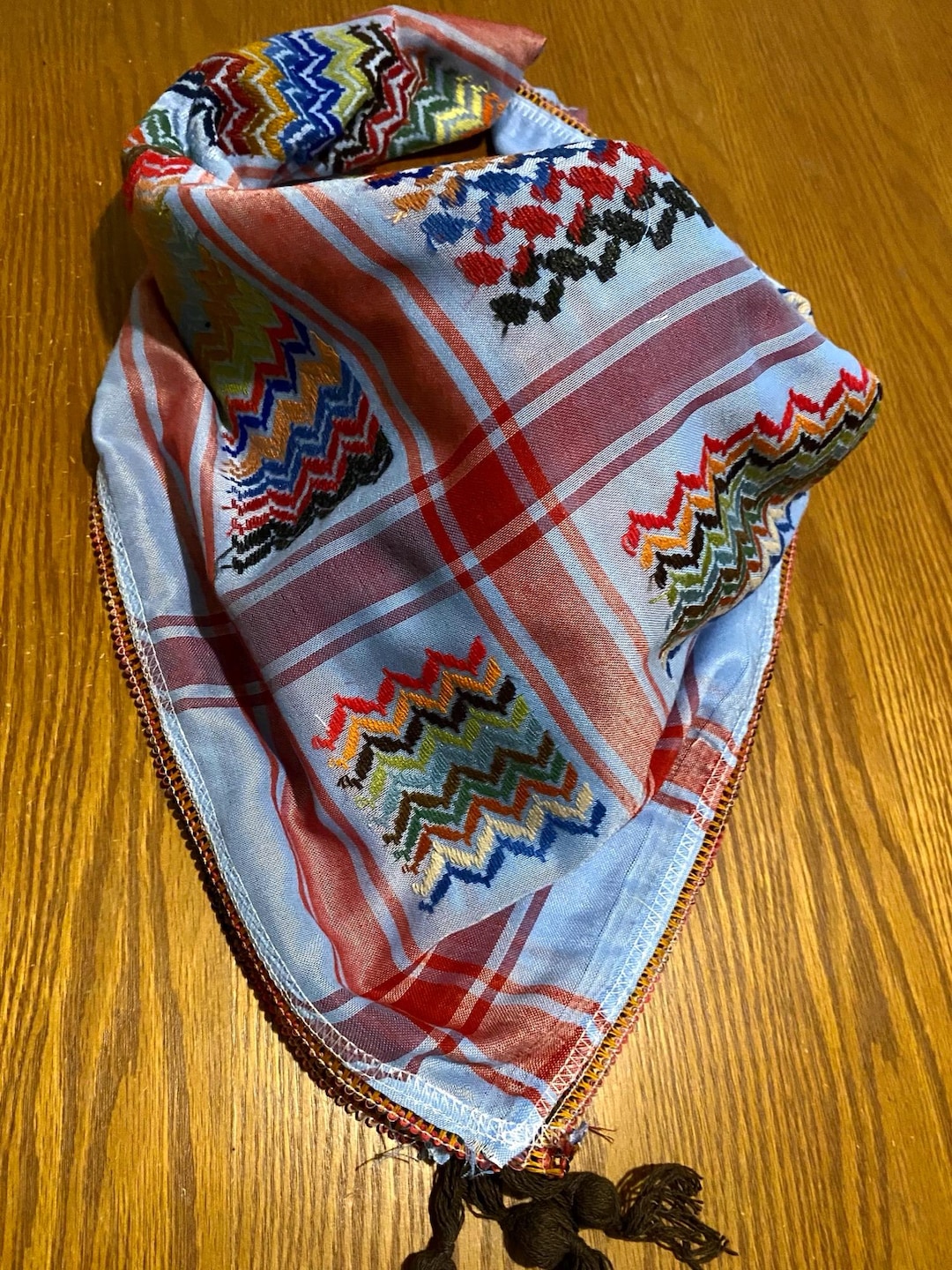 Blue Rainbow Keffiyeh, Unique Sahara Arab Scarf, Bandana Face Cover ...