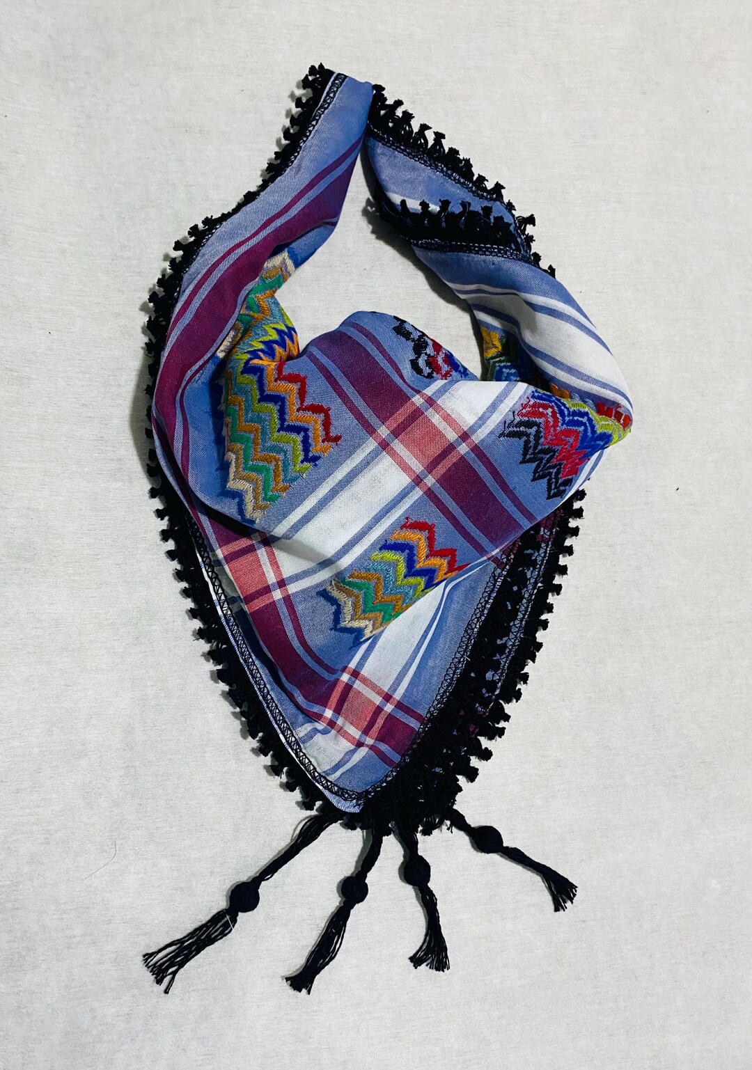 Purple Blue Rainbow Keffiyeh Palestine Scarf, Unique Arab Desert ...