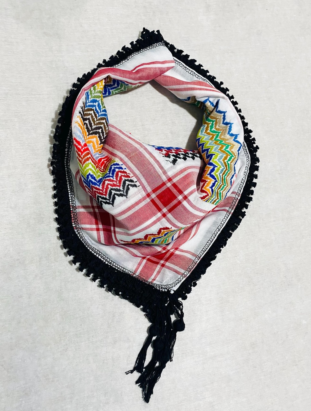 Rainbow Keffiyeh Palestine White Scarf, Unique Arab Desert Bandana Face ...