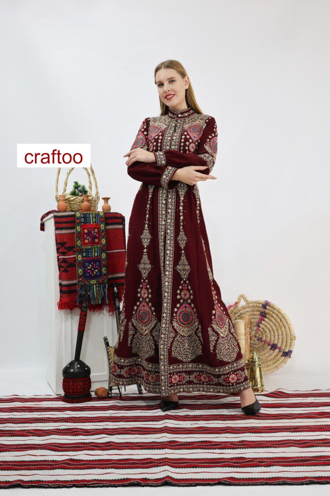 Tatreez Unique Embroidery Palestine Dress, Vintage Style, Heritage ...