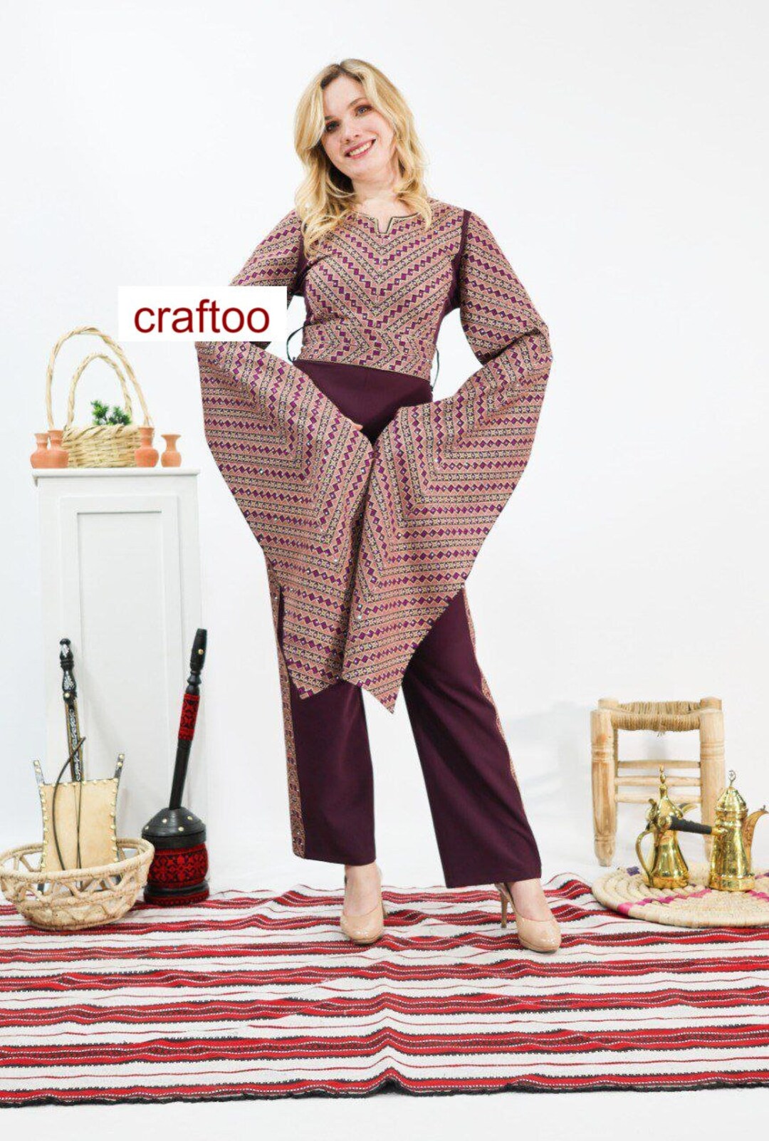 Trousers Embroidery Palestine Outfit, Heritage Palestinian Traditional ...