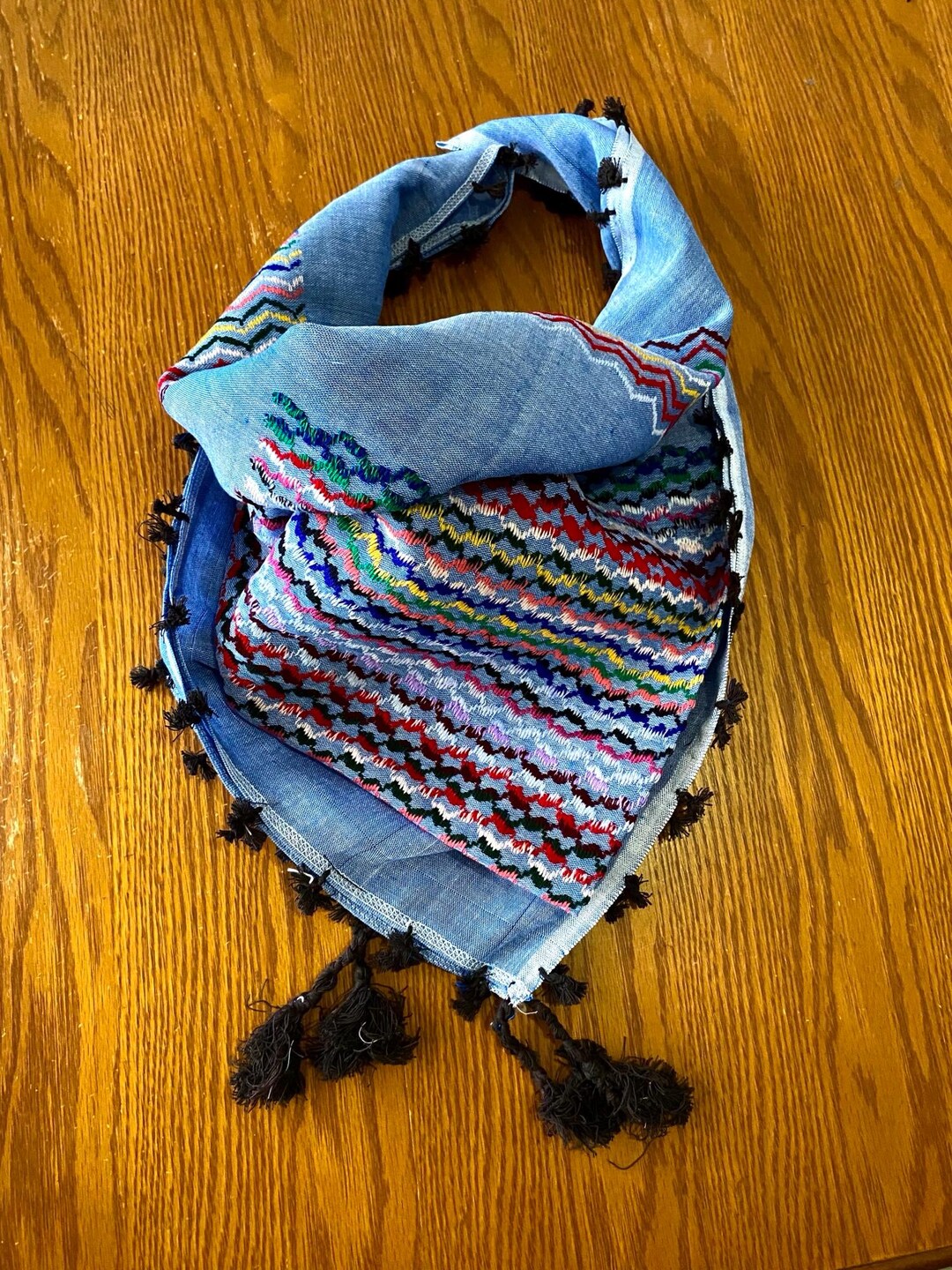 Blue Rainbow Keffiyeh, Unique Sahara Arab Scarf, Bandana Face Cover ...
