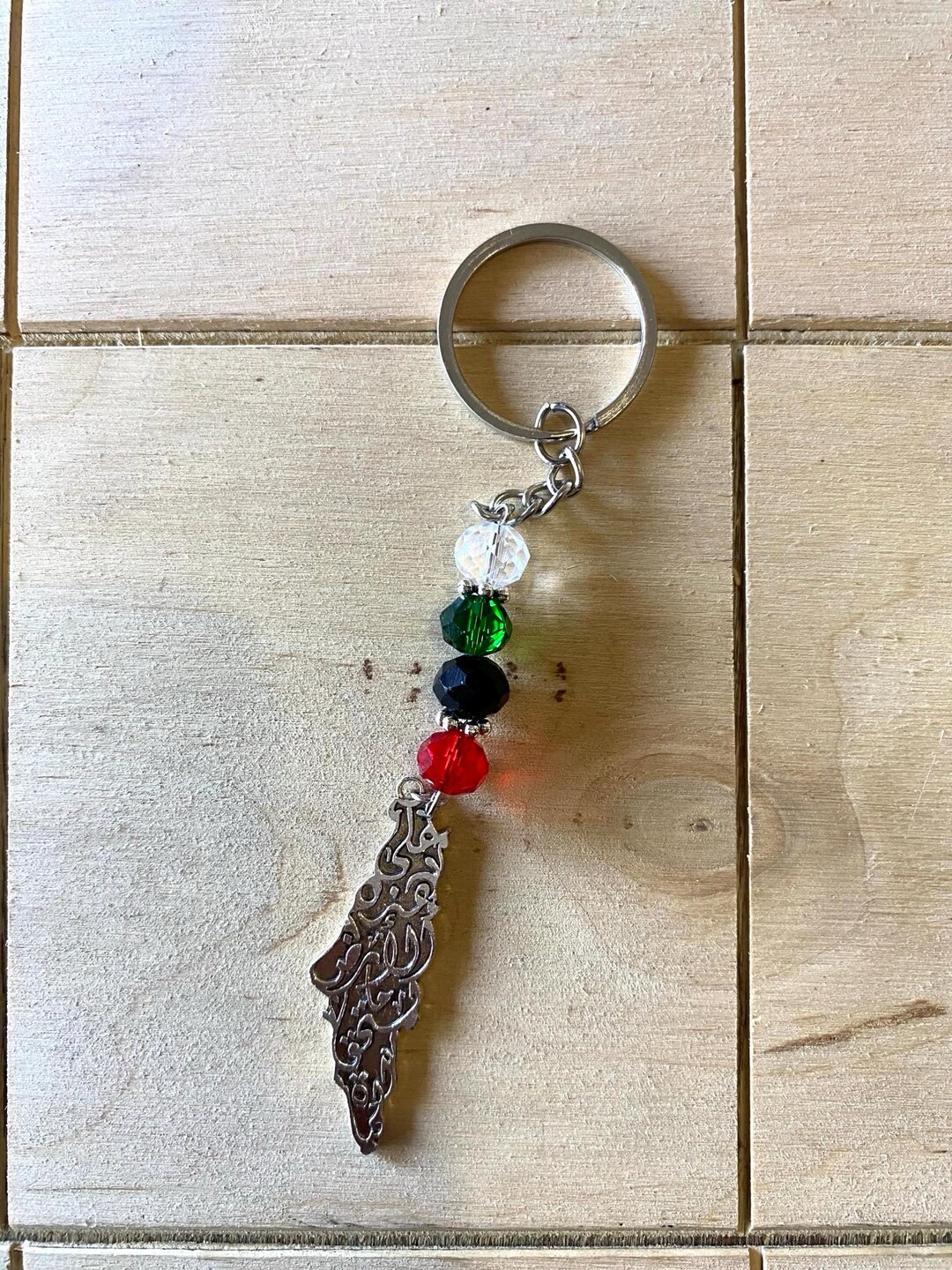 Palestine Map Keychain , Hollyland Jerusalem Craved Gift Keyring ...