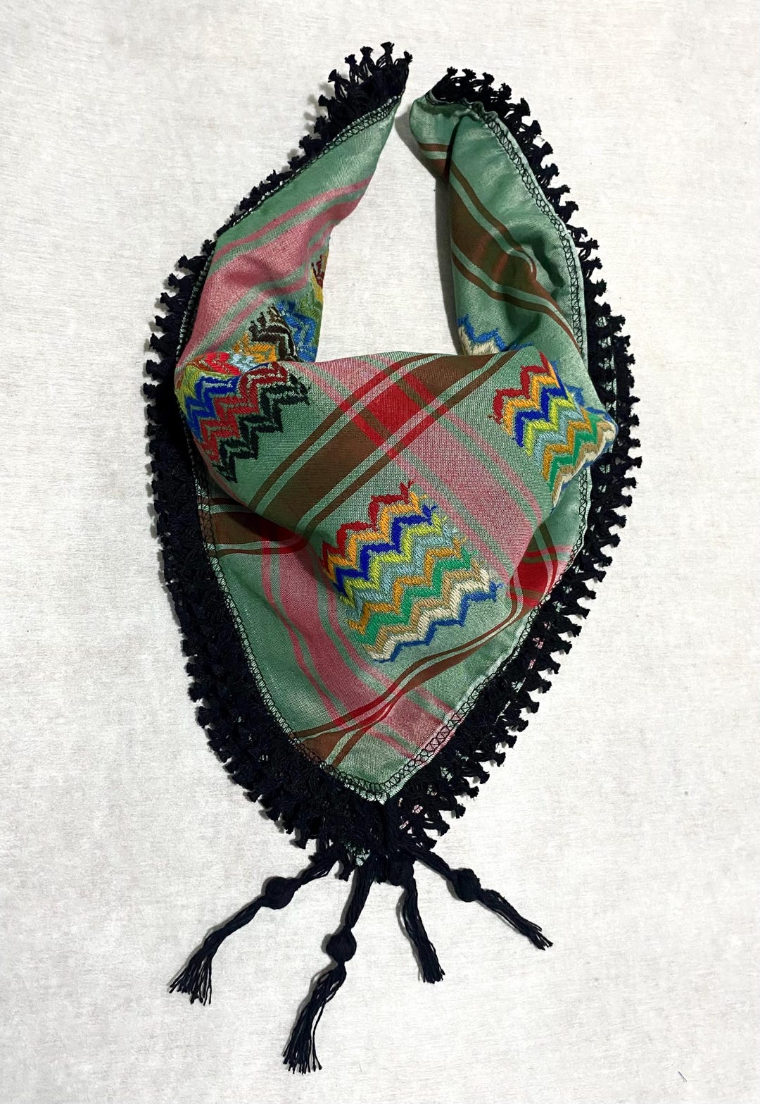 Green Rainbow Keffiyeh Palestine Scarf, Unique Arab Desert Bandana Face ...