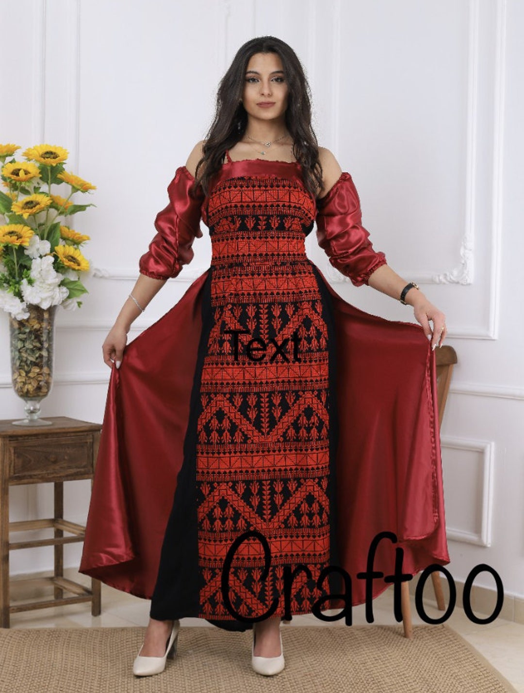 Tatreez Embroidery Dress, Original Palestine Jordan Tatreez, Vintage ...