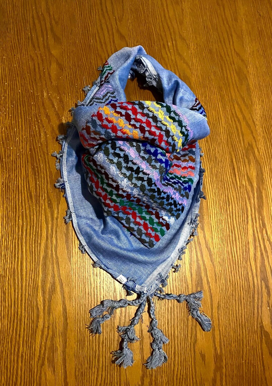 Blue Rainbow Keffiyeh, Unique Sahara Arab Scarf, Bandana Face Cover ...