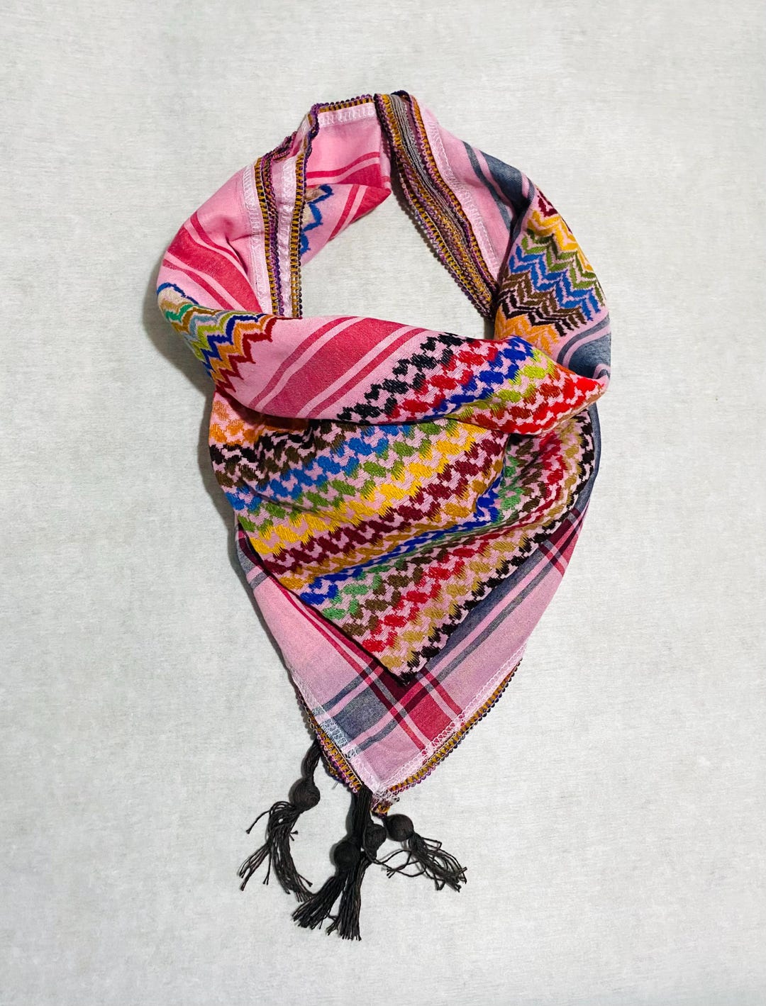 Pink Rainbow Keffiyeh Palestine Scarf, Unique Arab Desert Bandana Face ...