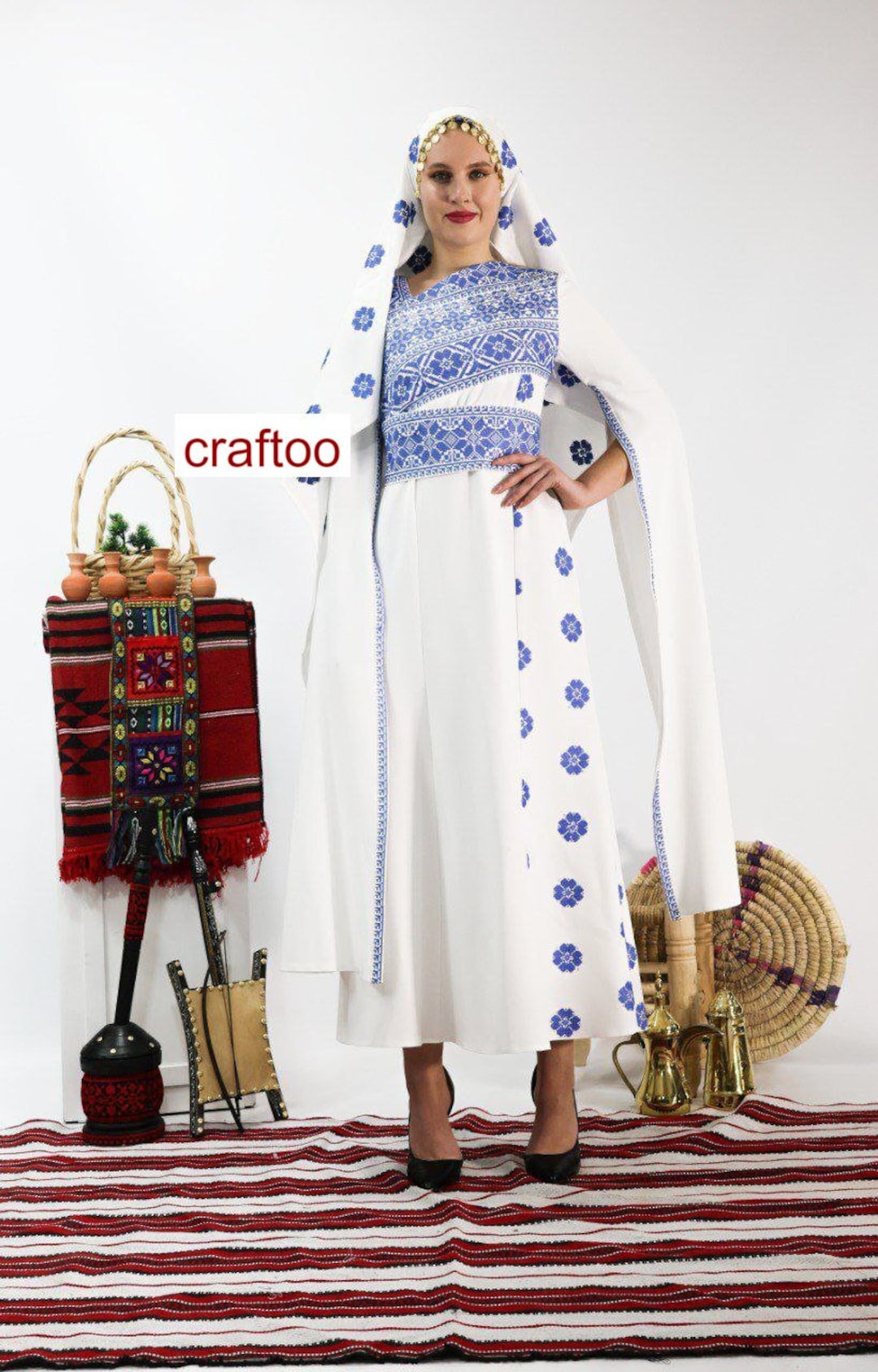 Palestine Parties Tatreez Dress, Embroidered Arab Old Style Heritage ...