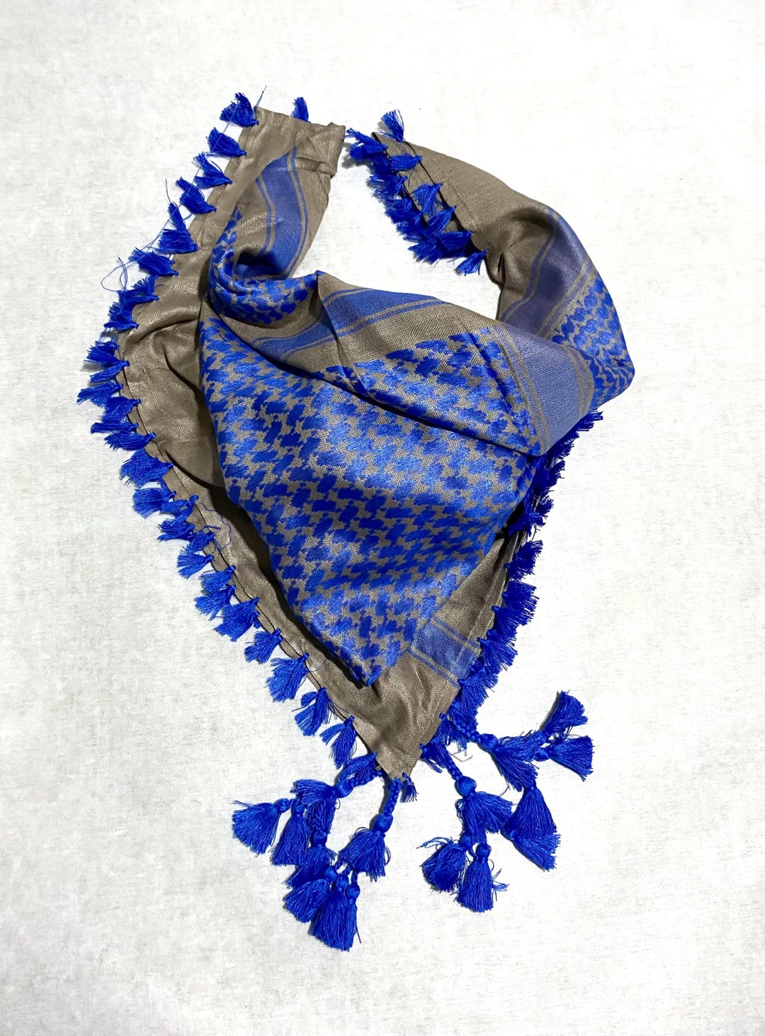Royal Blue Desert Scarf, Arab Sahara Bandana, Unique Palestine Keffiyeh ...