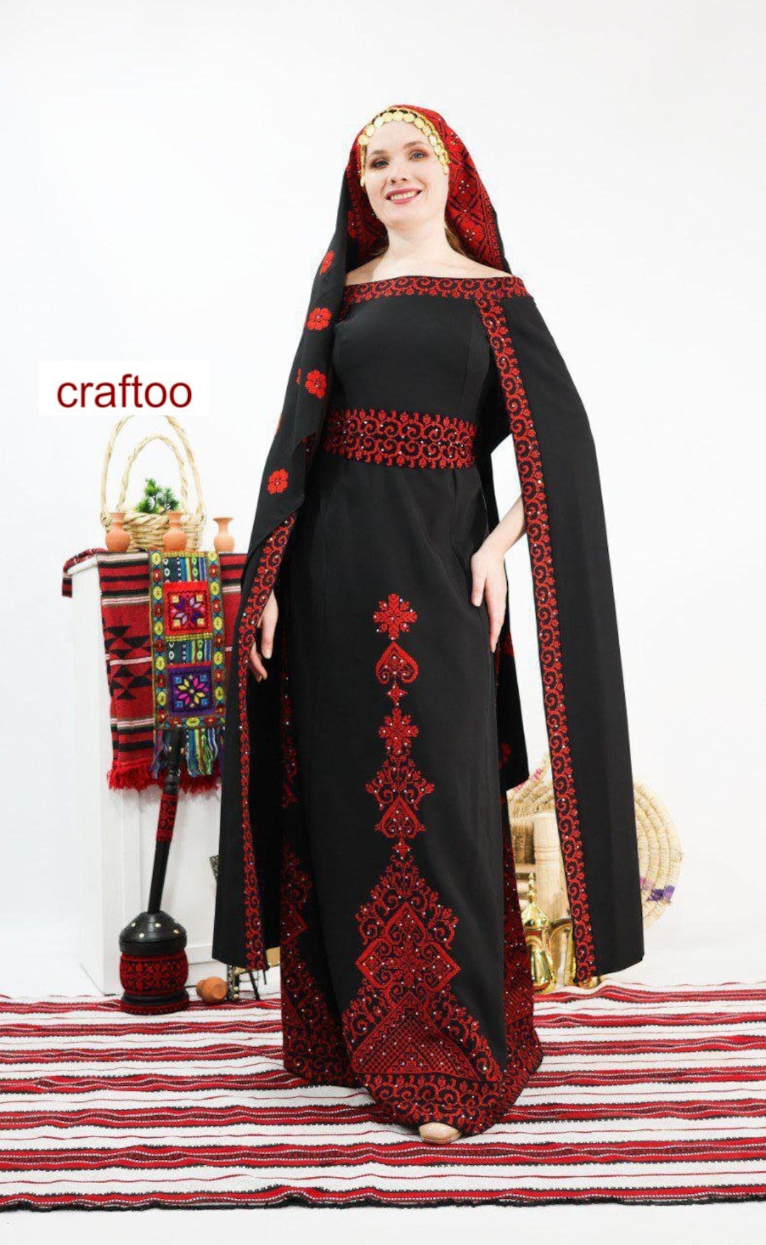 Special Occasions Embroidery Palestine Dress, Heritage Palestinian ...