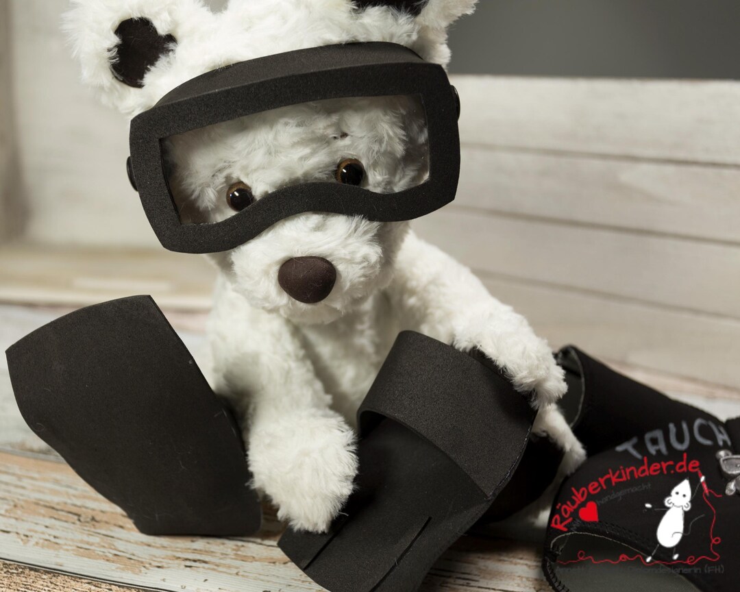 Polar Bear With Black Diving Gear: Diving Goggles, Neoprene Suit With ...