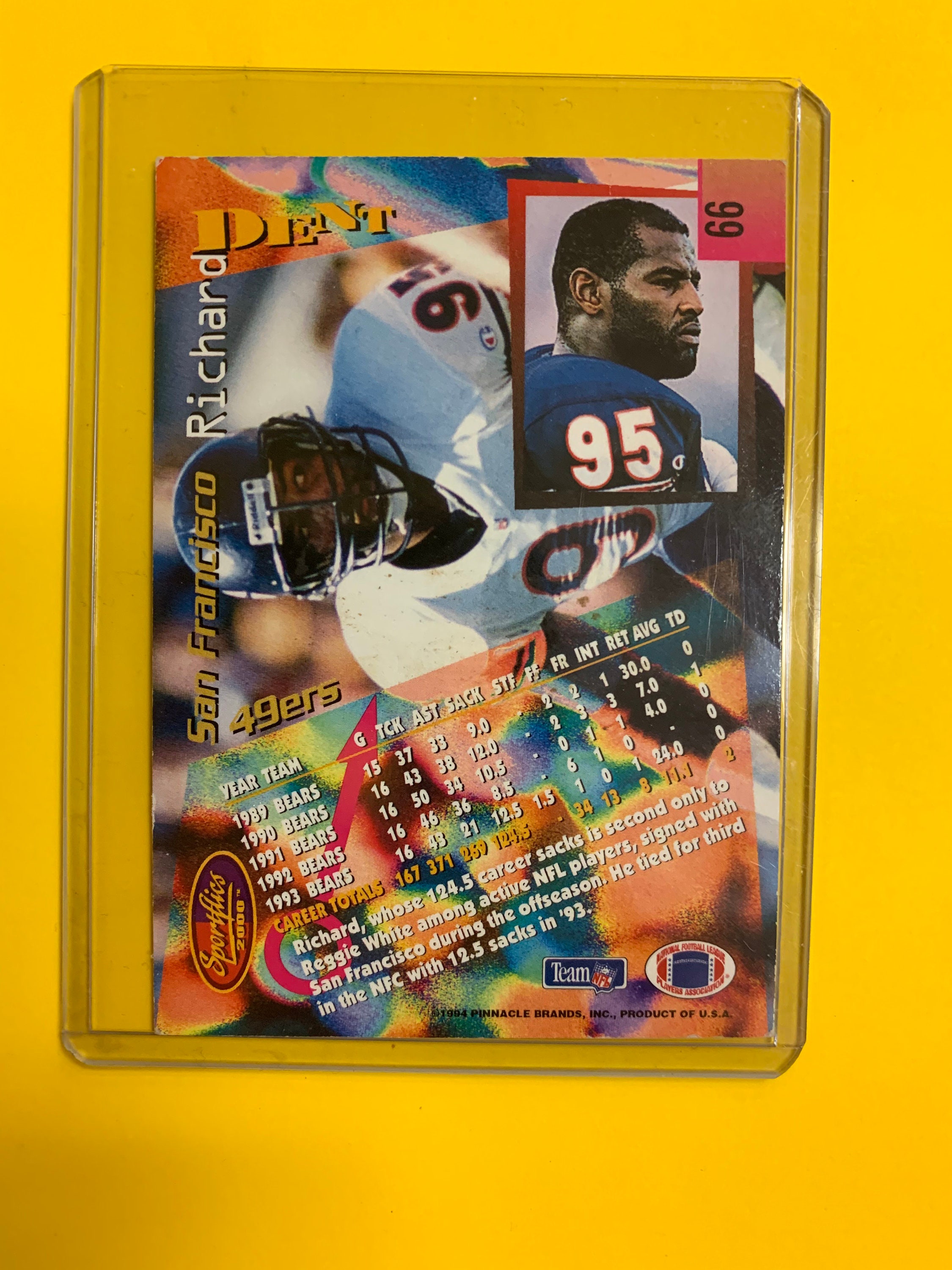 Richard Dent Card 1994 Pinnacle 99 Sportflics 2000 Chicago Bears NFL ...